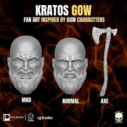 Kratos Gow kit fan art for action figures 3D model 3D printable | CGTrader