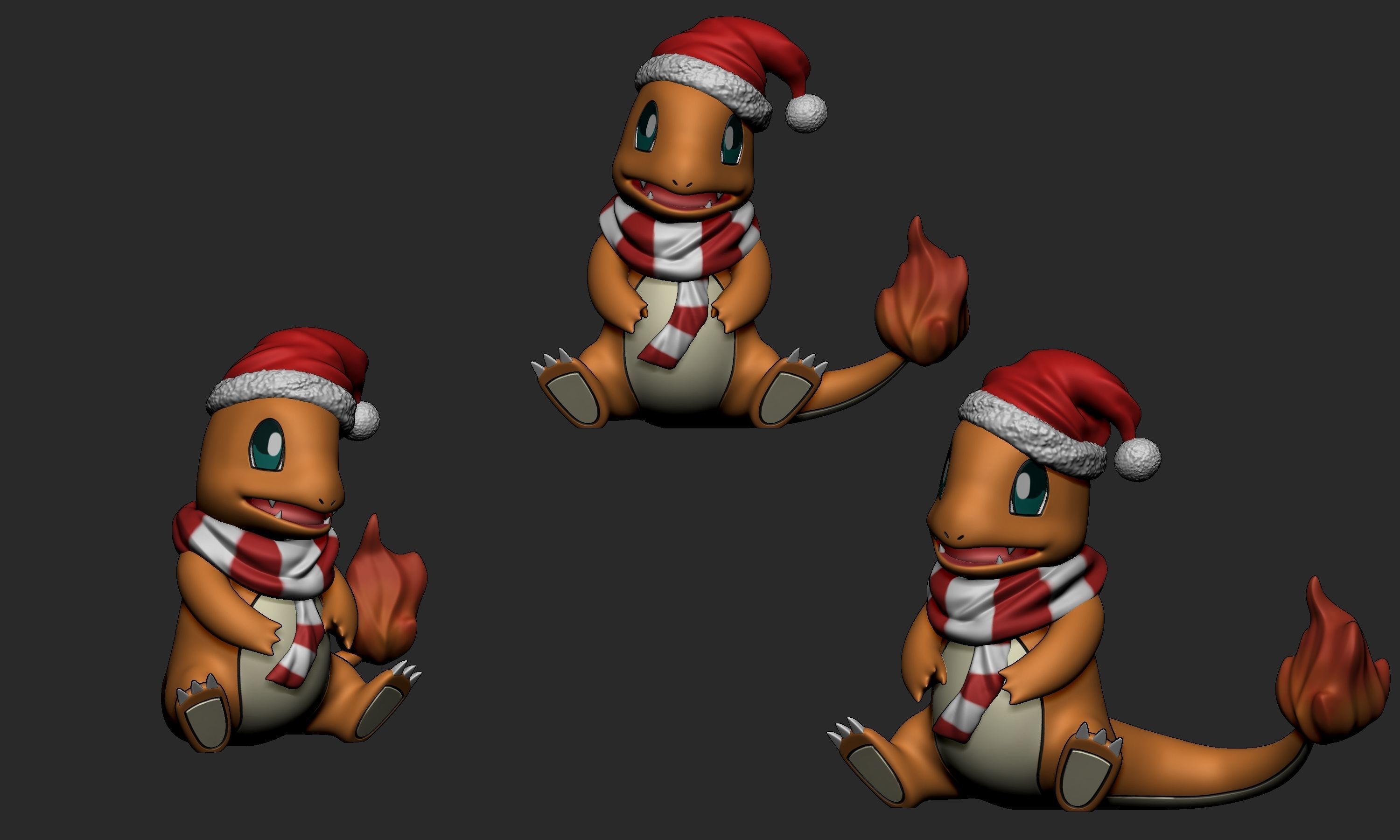 Pokemon - Christmas Charmander 3D model 3D printable | CGTrader