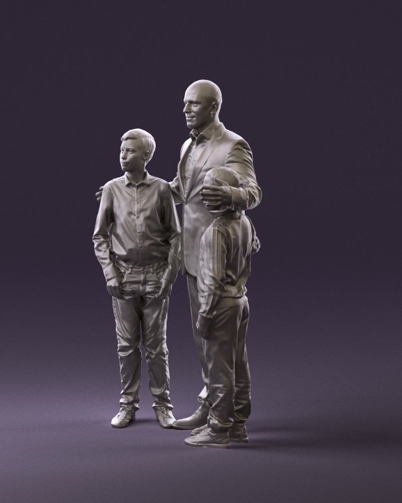 Family man two teen boys 0930 3D model | CGTrader