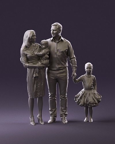 Family man woman child and girl 0918 3D Print Ready 3D model 3D printable | CGTrader