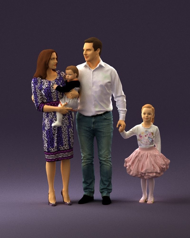 Family man woman child and girl 0918 3D Print Ready 3D model 3D printable | CGTrader