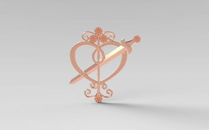 Heart With Sword 3d