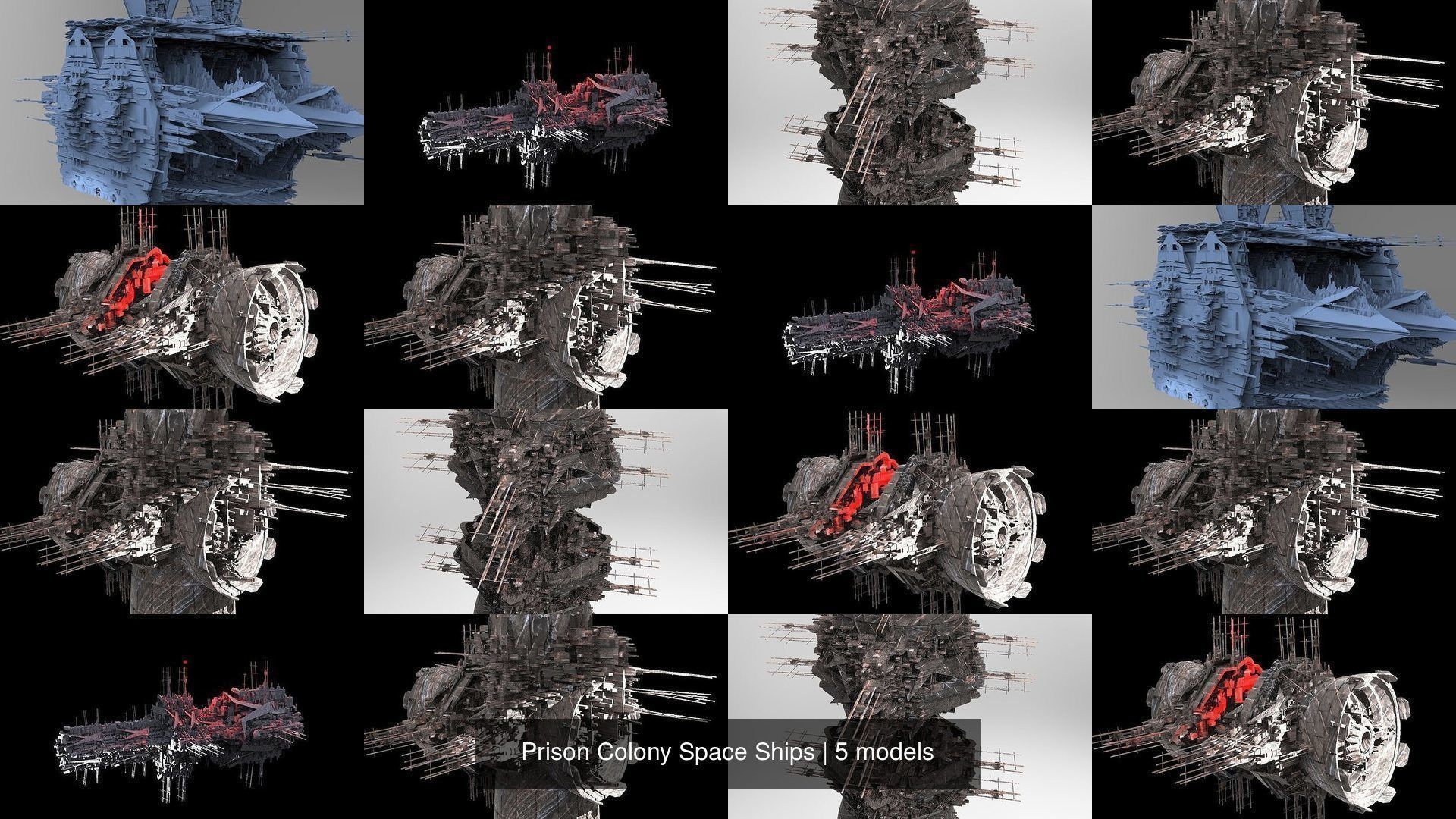 Prison Colony Space Ships 3D Model Collection | CGTrader