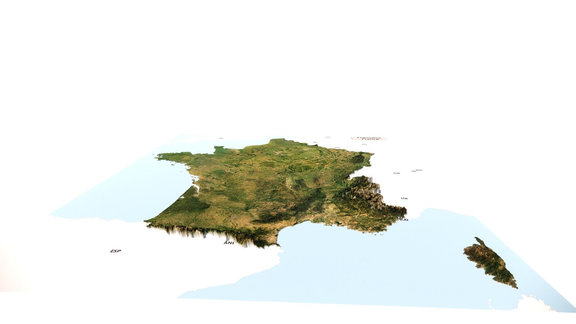 FRANCE mainland 3D Terrain Topography MODEL 3D model | CGTrader