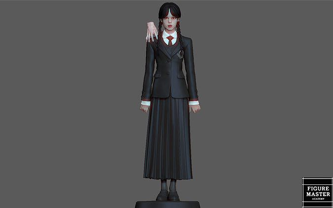 WEDNESDAY ADDAMS UNIFORM GIRL CHARACTER 3D PRINT 3D model 3D printable ...
