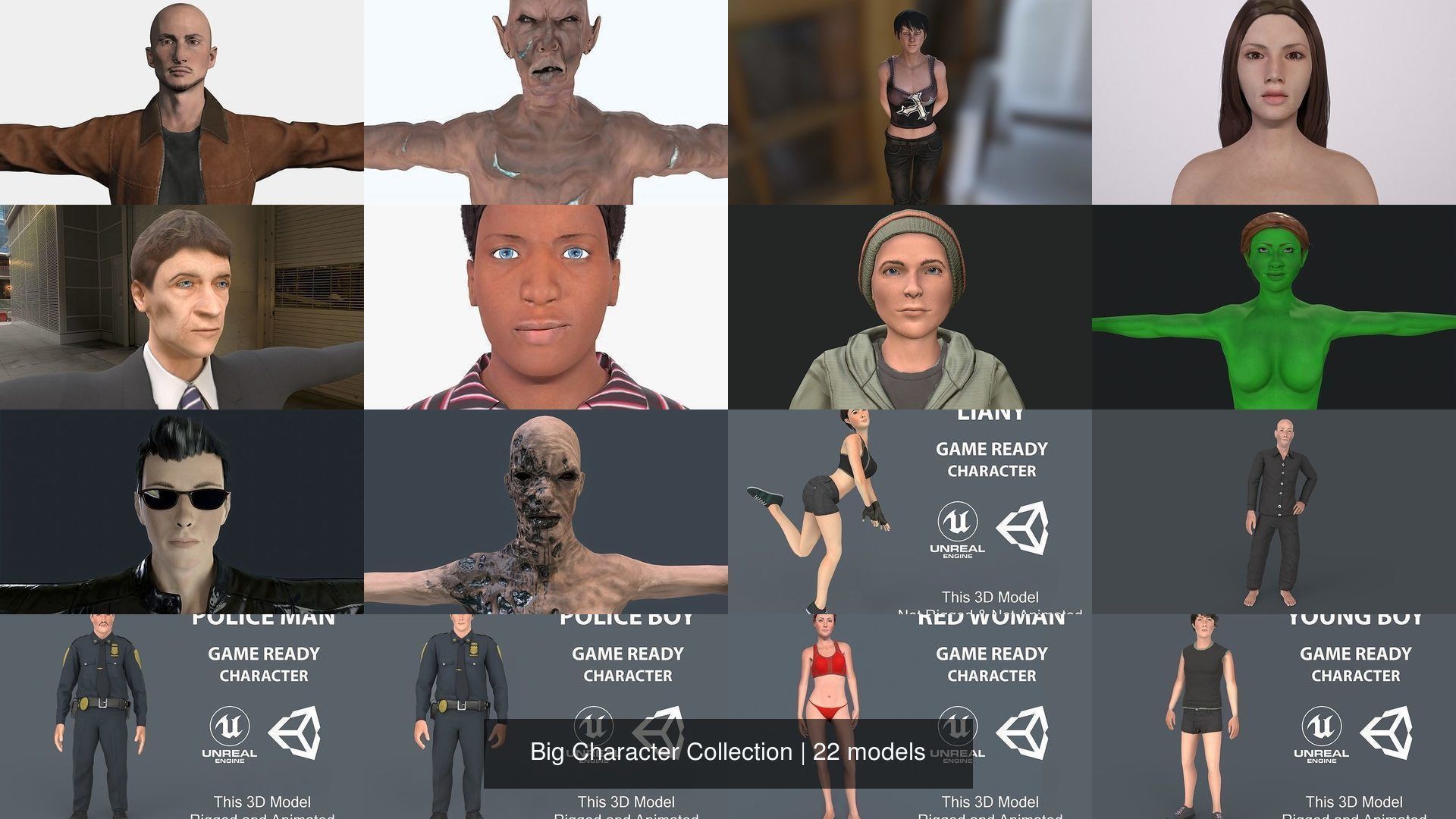 Big Character Collection VR / AR / low-poly | CGTrader
