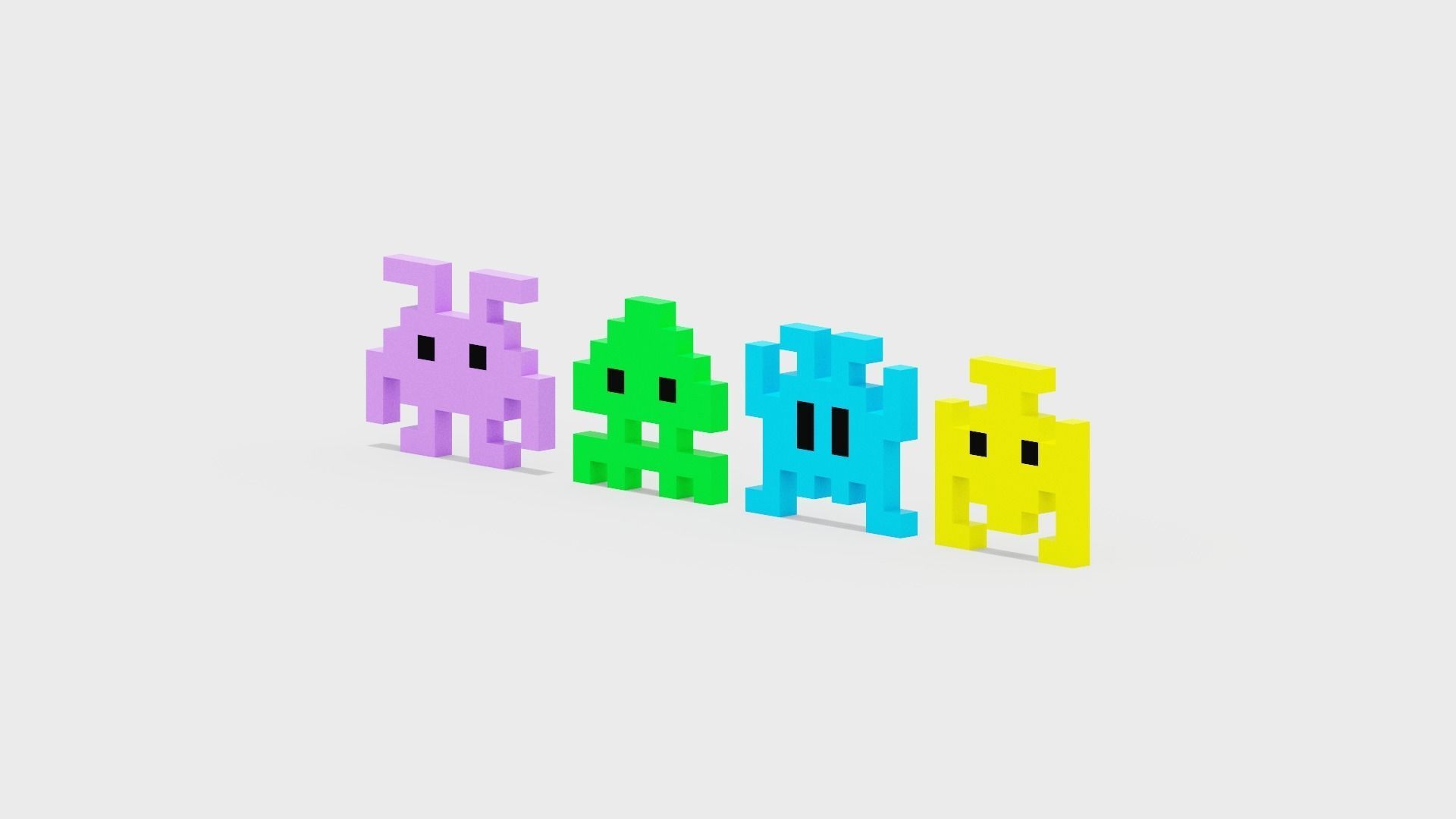 3D model Pixel Space Invaders VR / AR / low-poly | CGTrader