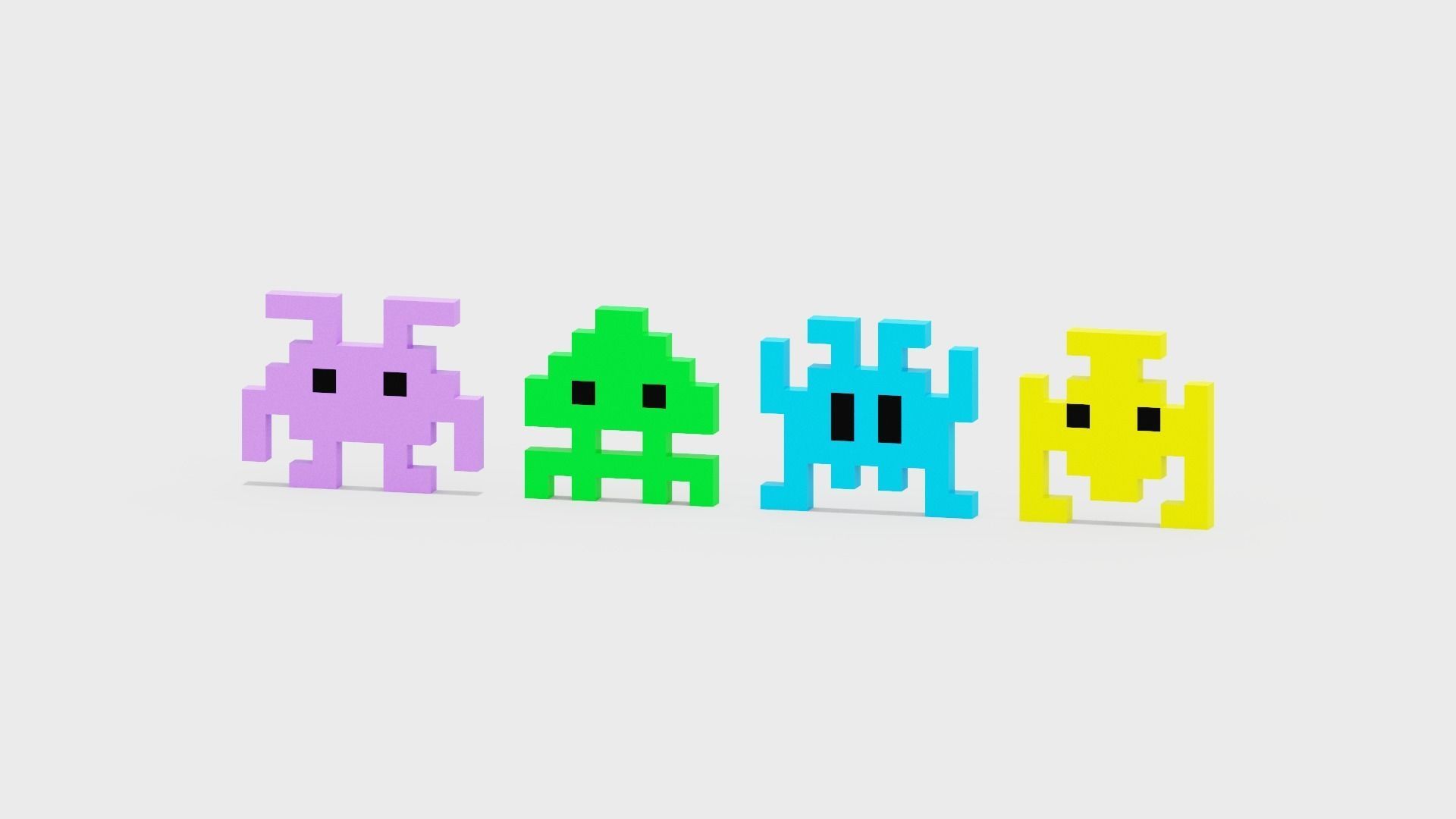 3D model Pixel Space Invaders VR / AR / low-poly | CGTrader