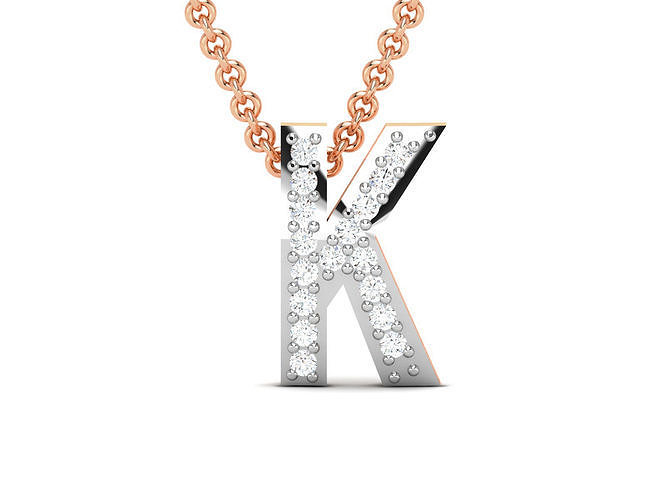 Alphabet-K Charms Pendant 3dm render Detail 3D model 3D printable ...