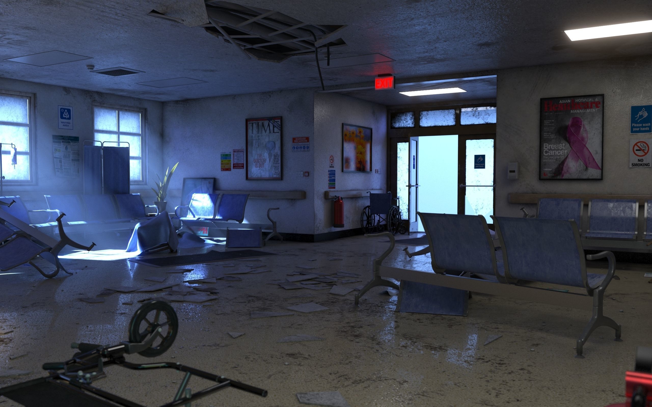 3D model Abandoned Hospital Lobby VR / AR / low-poly | CGTrader