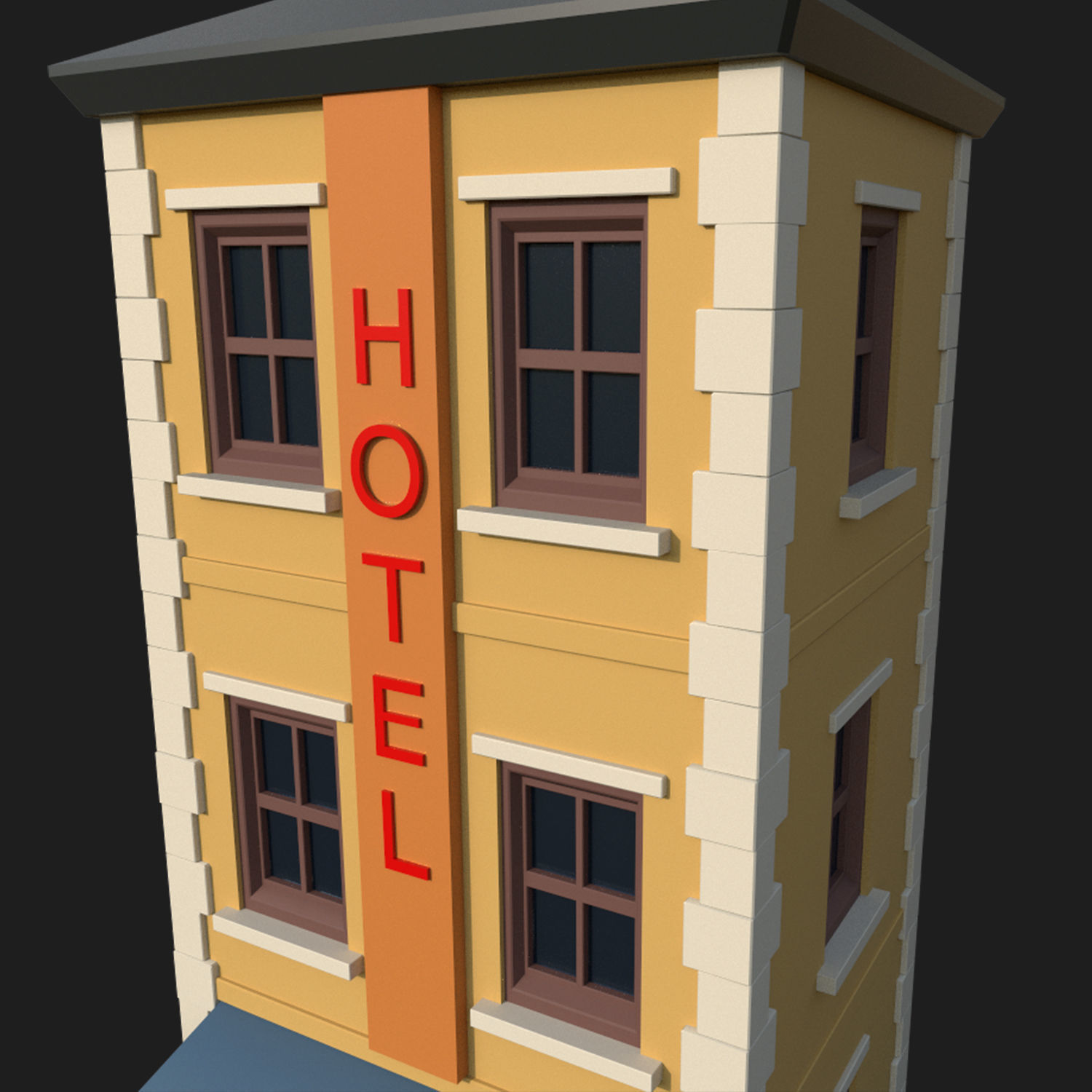 3D model Lowpoly Building Hotel Low-poly 3D model VR / AR / low-poly | CGTrader