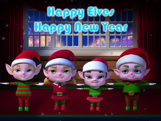 3D model Happy Elves Happy New Year VR / AR / low-poly | CGTrader