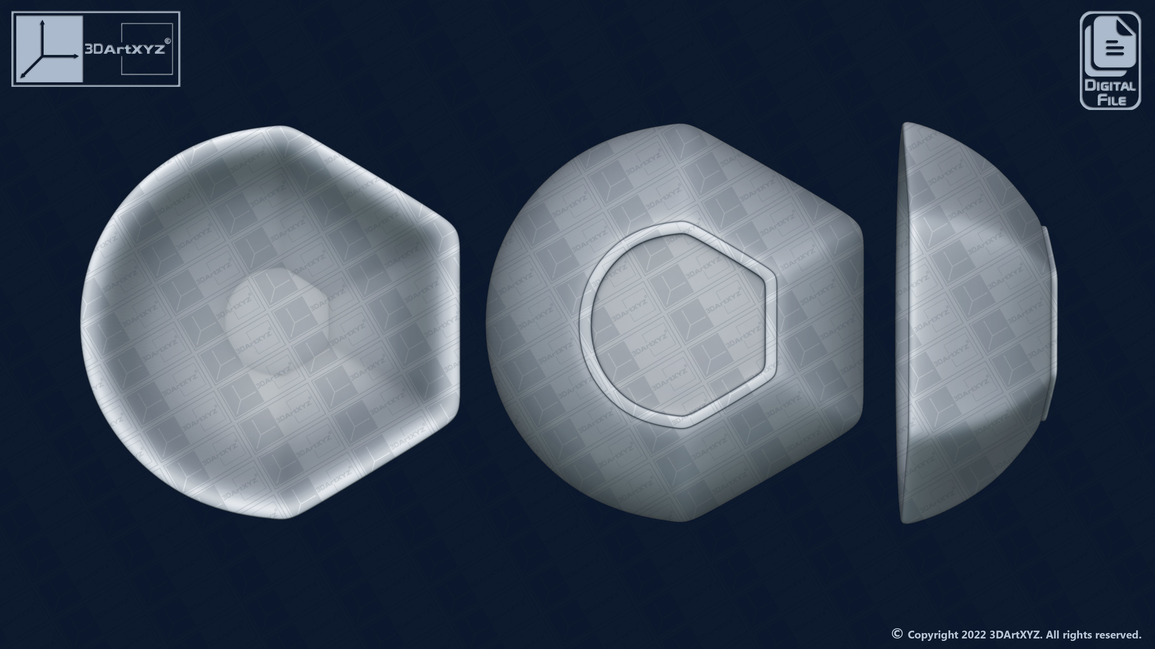 Semi-Hexagonal Round Bowl - CNC Files for Wood 3D model | CGTrader