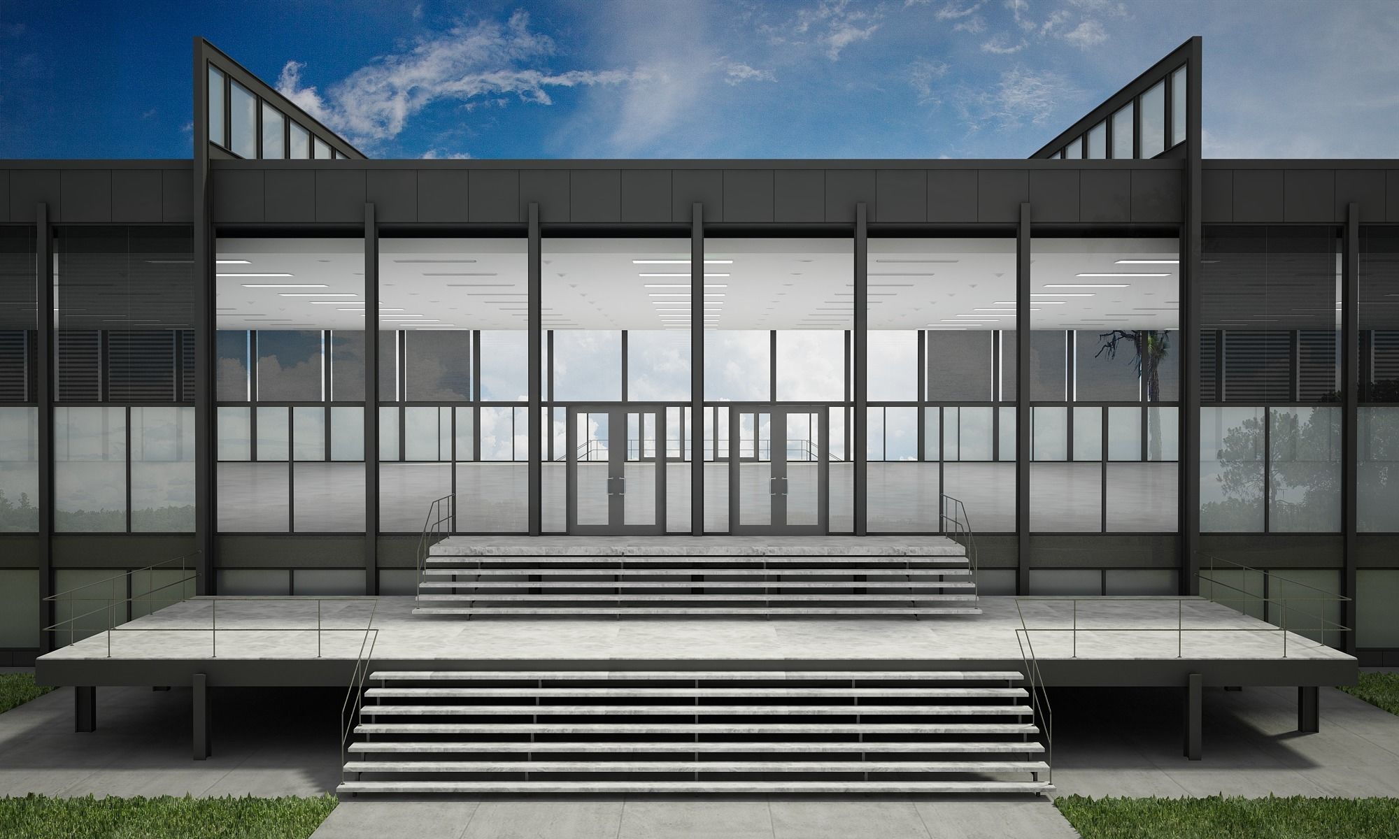 Modern Glass Office Building 3D model | CGTrader
