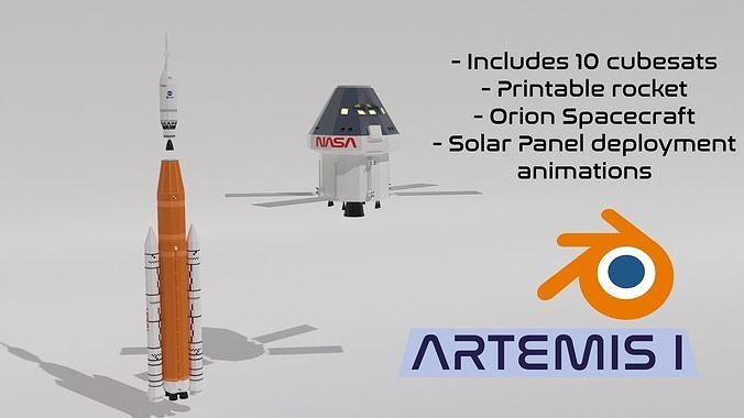 3D model Artemis I Low Poly model with all cubesats VR / AR / low-poly | CGTrader