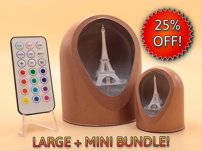 Love For Paris Bundle - LED Light Up Diorama 3D model 3D printable | CGTrader