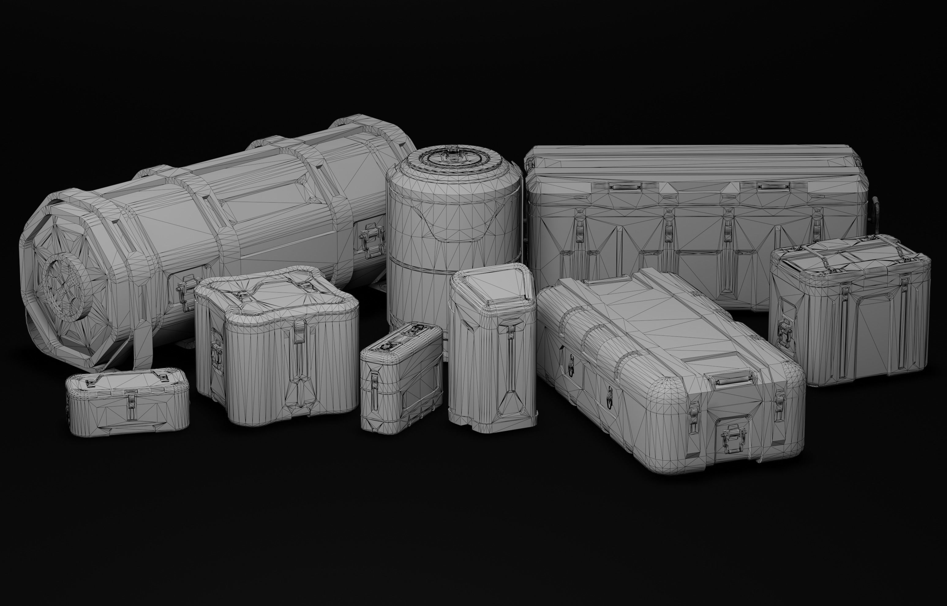 3D model Sci-fi Military Crate pak VR / AR / low-poly | CGTrader
