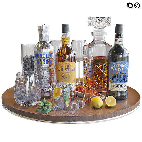 Alcohol set Irish Whiskey and Swedish Vodka 3D model | CGTrader
