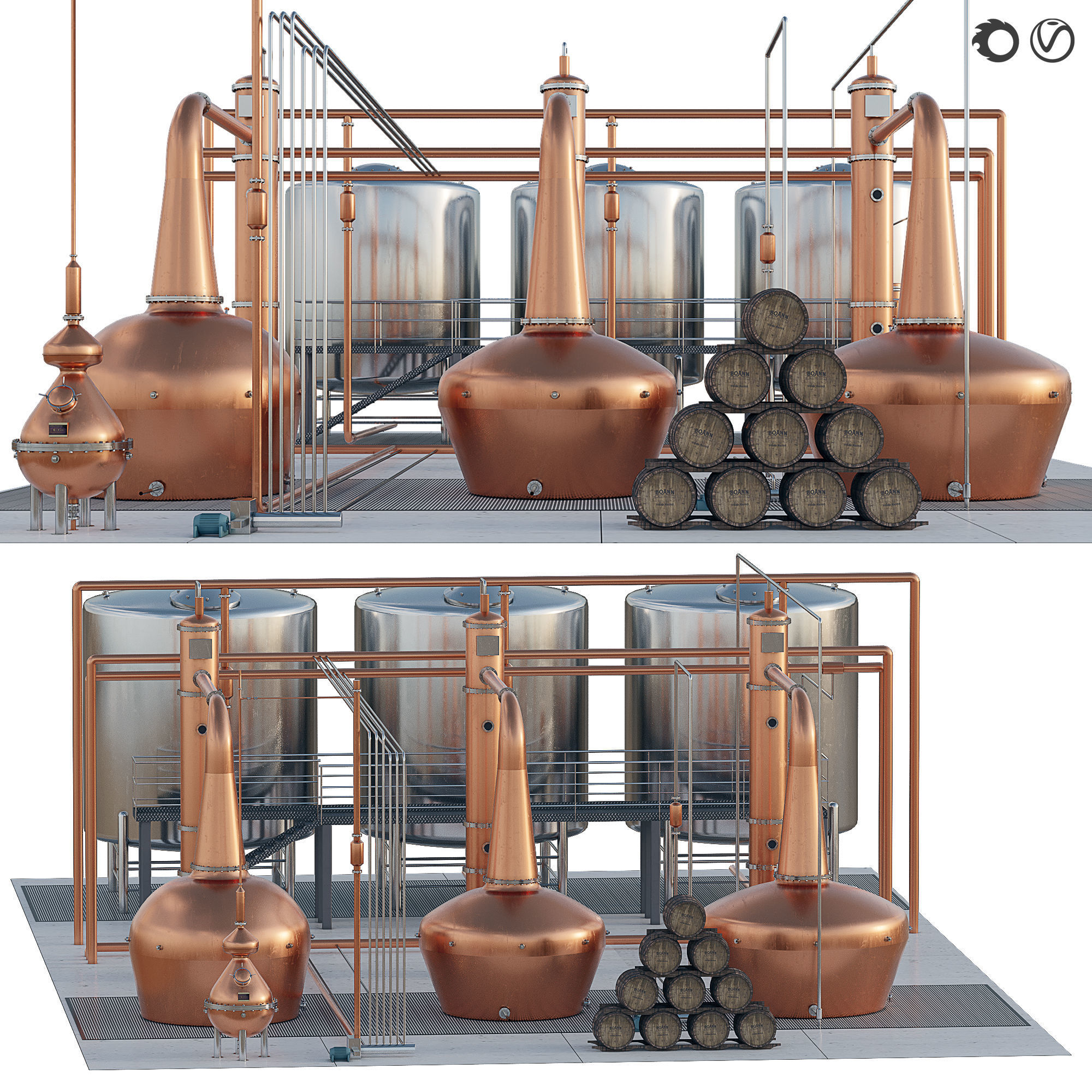 Industrial still Boann distillery 3D model | CGTrader