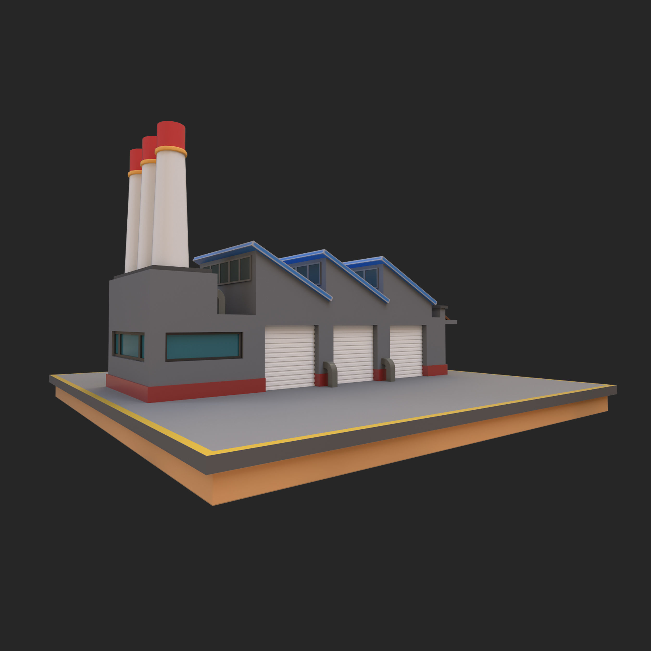 3D model Cartoon Industrial Factory Low-poly 3D model VR / AR / low ...