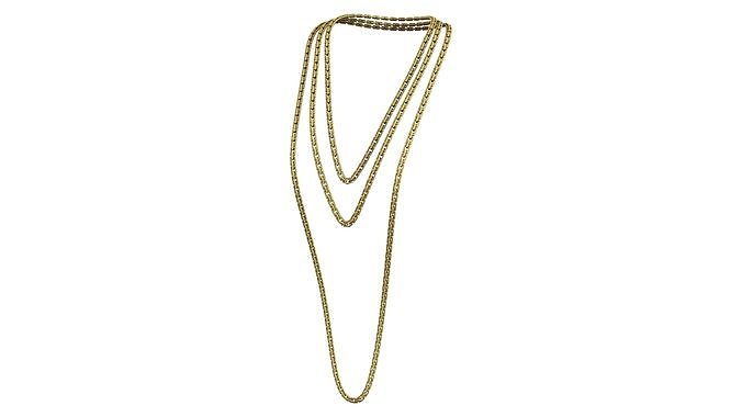 3D model Gold Chains Long Necklace VR / AR / low-poly | CGTrader