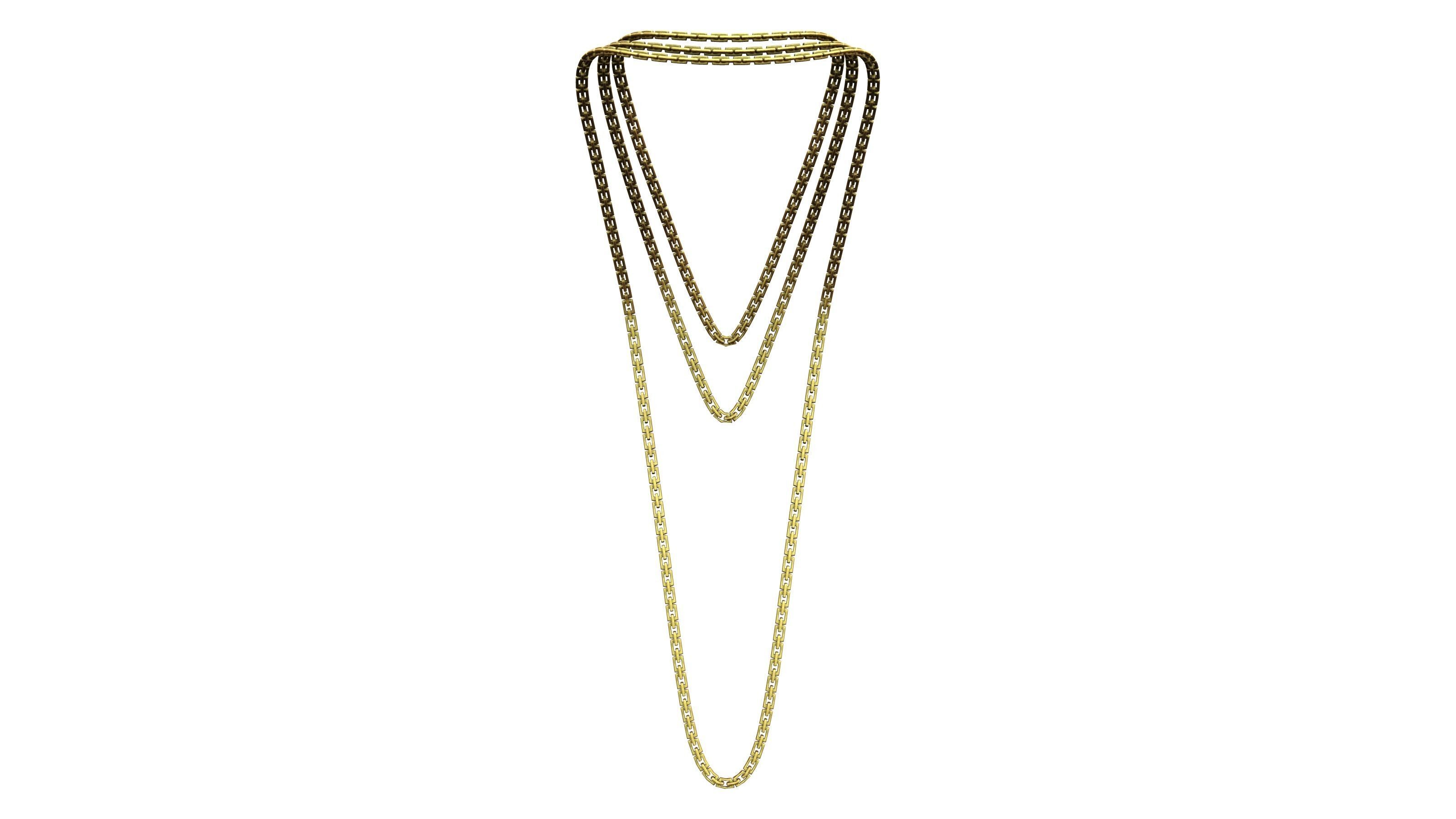 3D model Gold Chains Long Necklace VR / AR / low-poly | CGTrader