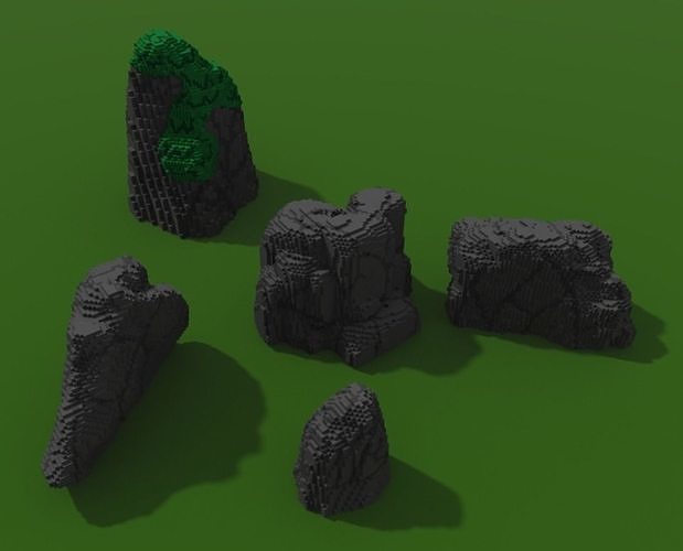 5 Voxel Rock Set 3D model | CGTrader
