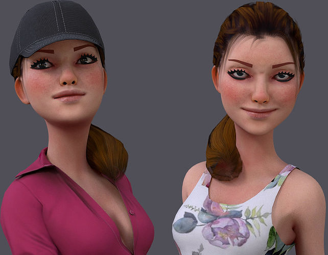 3D model Kristen Cartoon Girl Outfit 2 VR / AR / low-poly | CGTrader