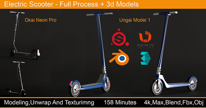 Electric Scooter - Full Process and 3d Models 3D model | CGTrader