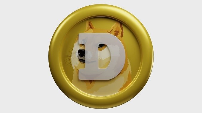 Dogecoin or DOGE Gold Crypto Coin with cartoon style 3D model | CGTrader