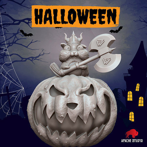 VIKING HAMSTER HALLOWEEN EDITION 32mm 3D model 3D printable | CGTrader