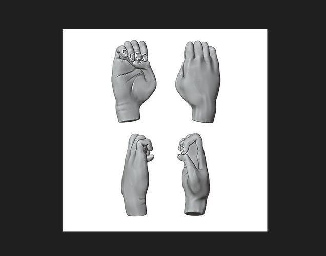 Hand sign 3 3D model 3D printable | CGTrader