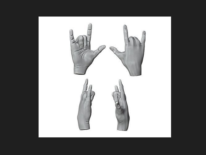 Hand sign 4 3D model 3D printable | CGTrader