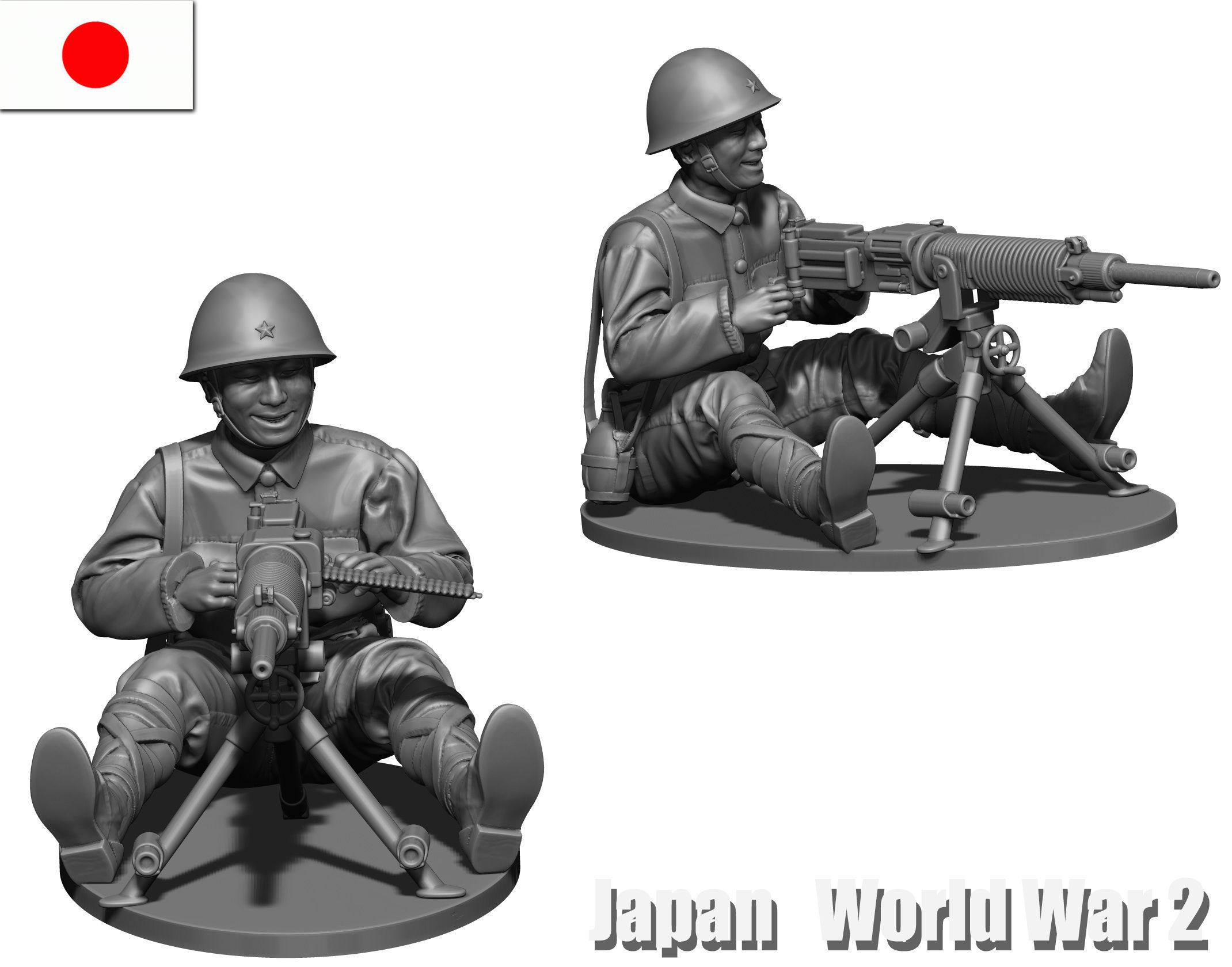 Japan soldier ww2 Type 92 3D model 3D printable | CGTrader
