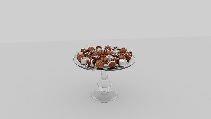 Sweets dessert on glass plate 3D model | CGTrader