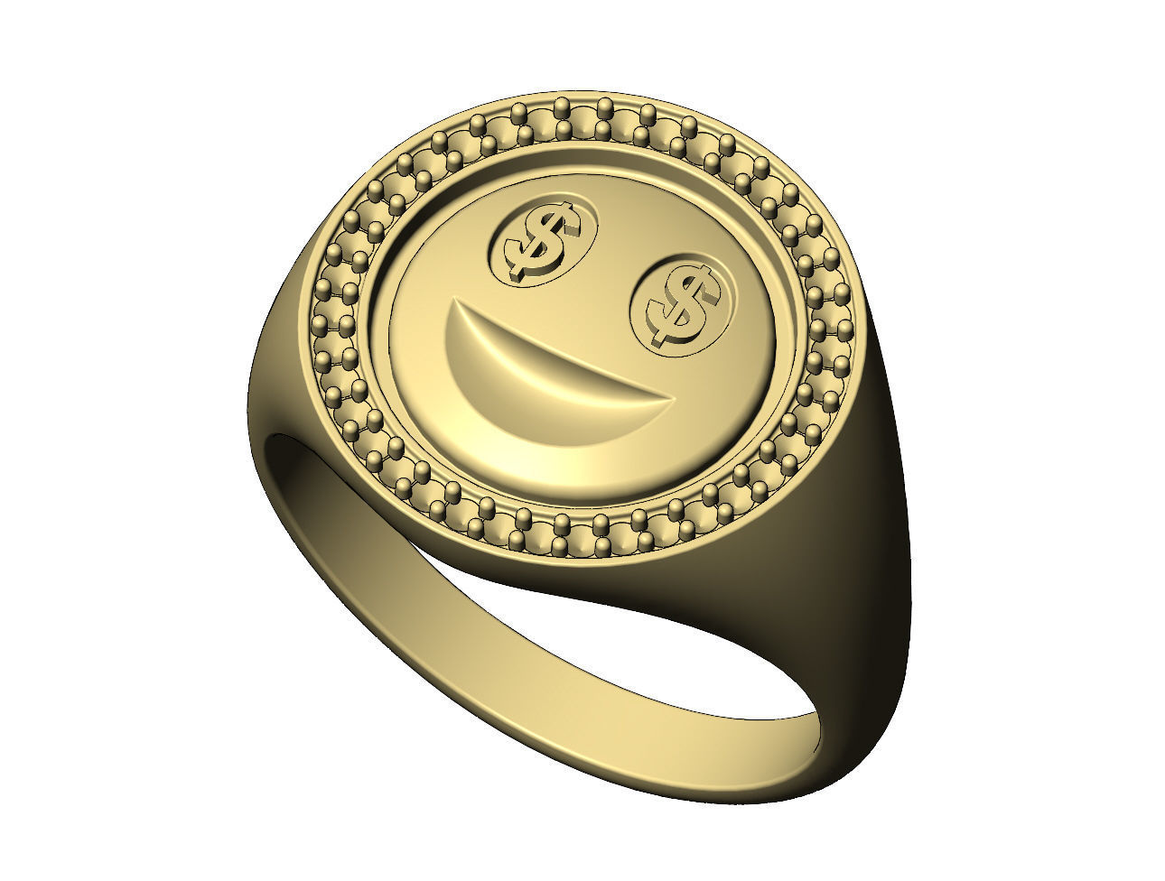 Money smile emoji diamond ring US sizes 7to10 3D model 3D printable ...