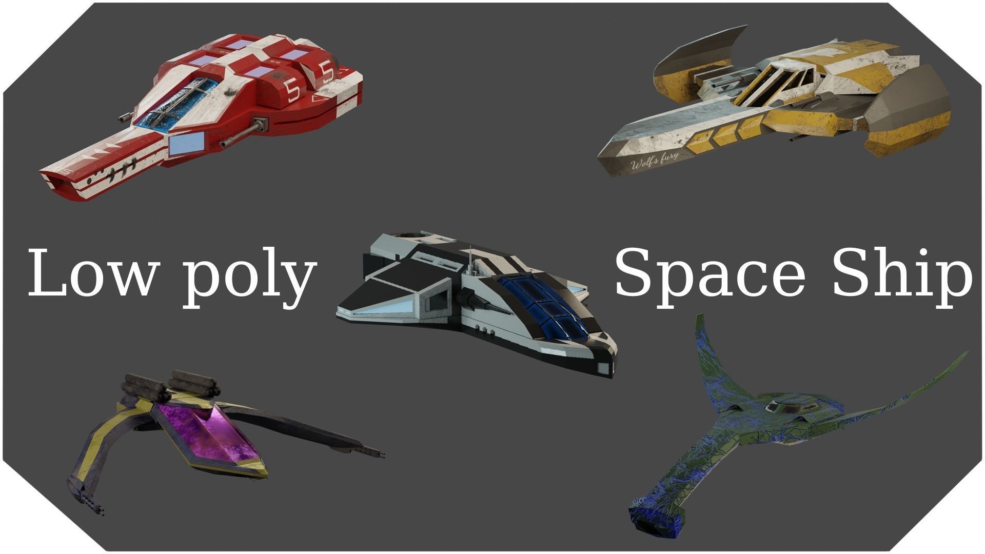 3D model Low Poly Fighter Space Ship VR / AR / low-poly | CGTrader