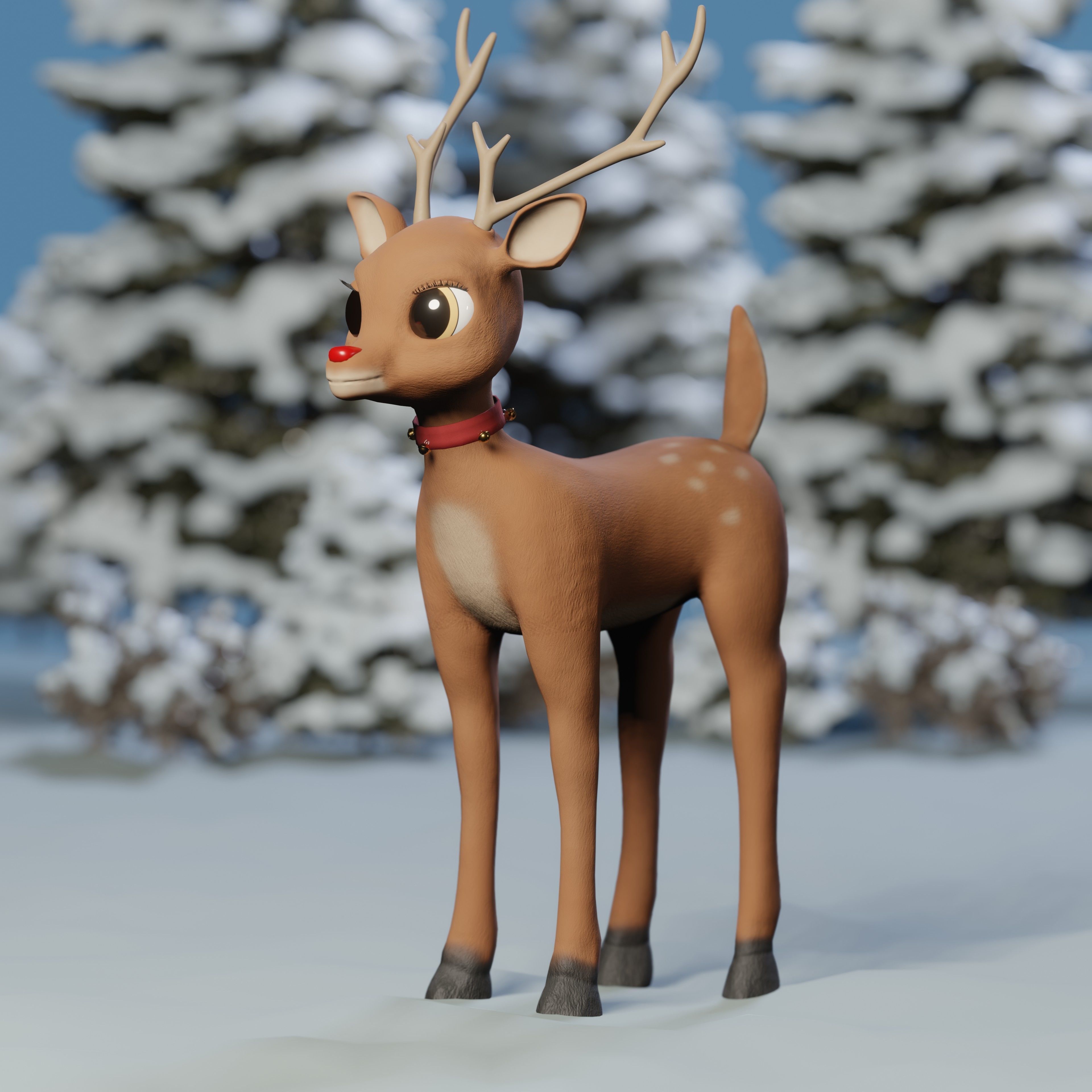 3D model Rudolph the red nosed reindeer Low poly VR / AR / low-poly ...