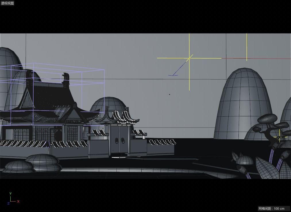 cartoon chinese style courtyard scene 3D model | CGTrader