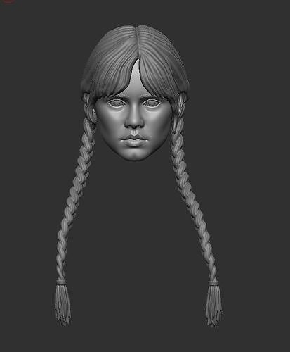 Wednesday Addams Head and Hair 2 pieces 3D Stl for Print 3D model 3D ...