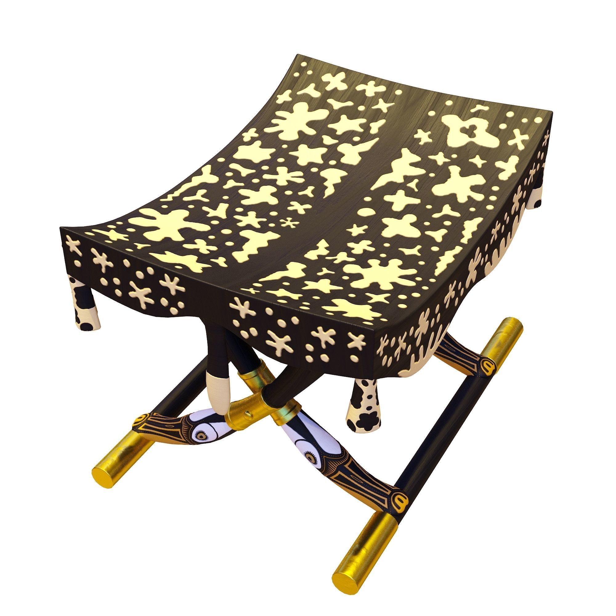 Egyptian Furniture Kit - Folding Stool Leopard Skin 3D model | CGTrader
