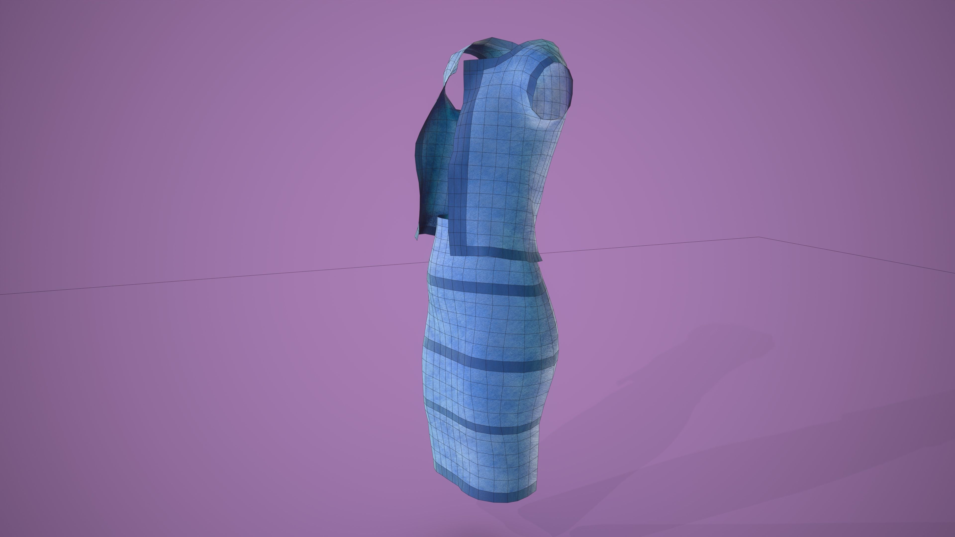 3D model DRESS AND SKIRT with ONLY QUAD retopology CLOTHING WEAR VR ...