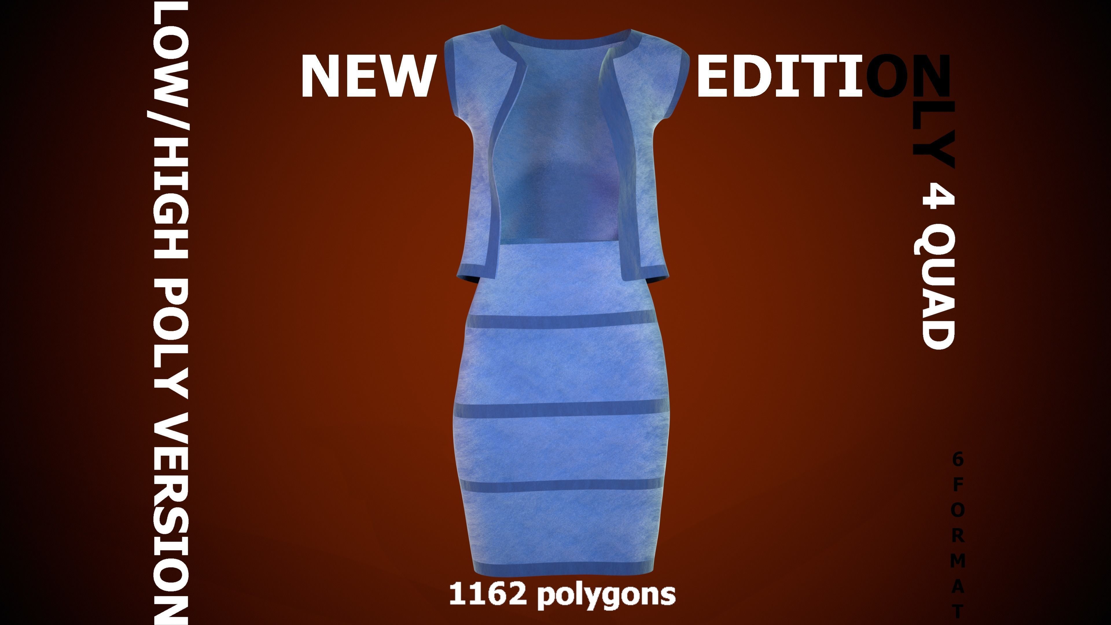3D model DRESS AND SKIRT with ONLY QUAD retopology CLOTHING WEAR VR ...