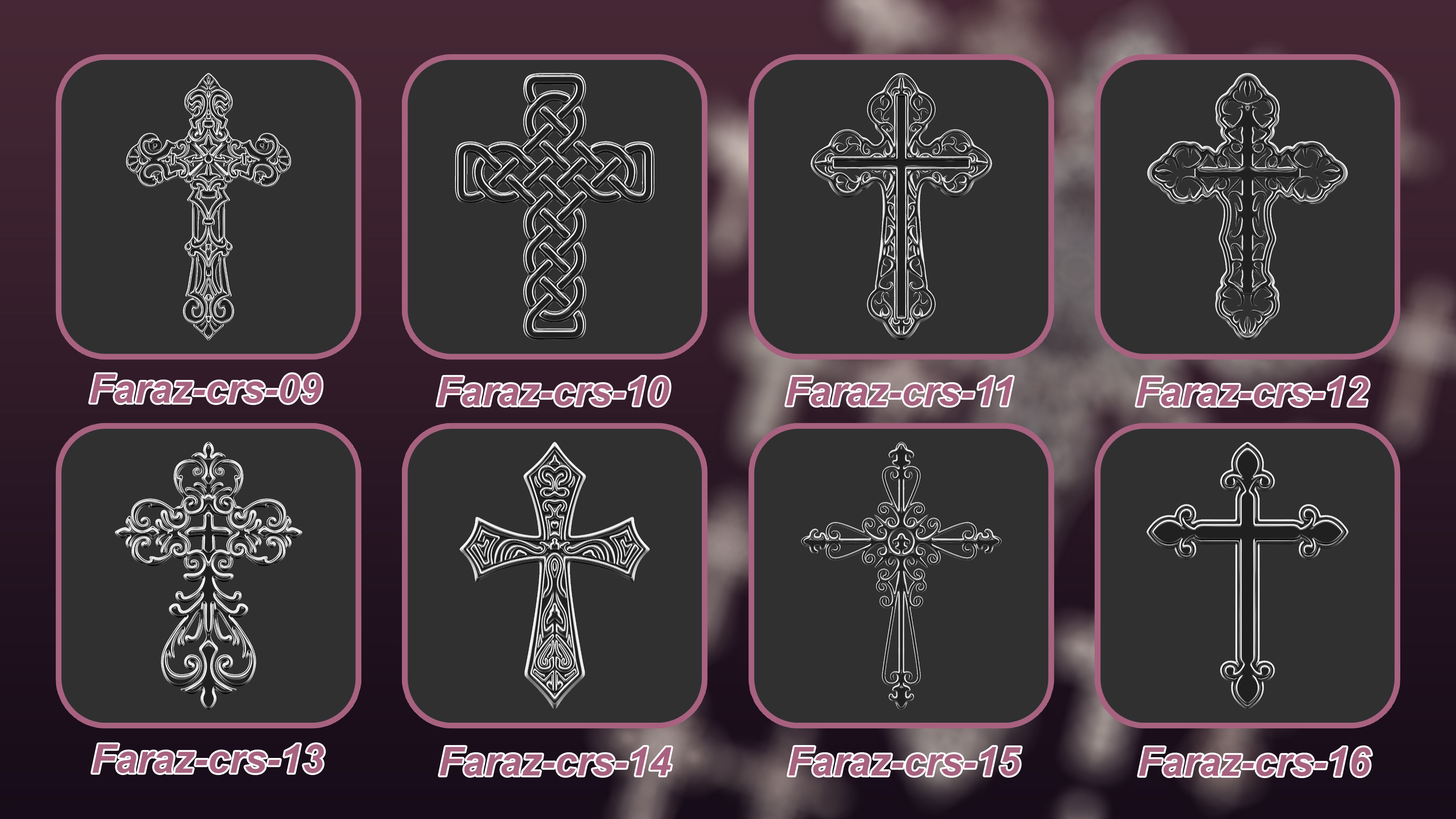 20 Christian cross 3D Model alpha and brush 3D model | CGTrader