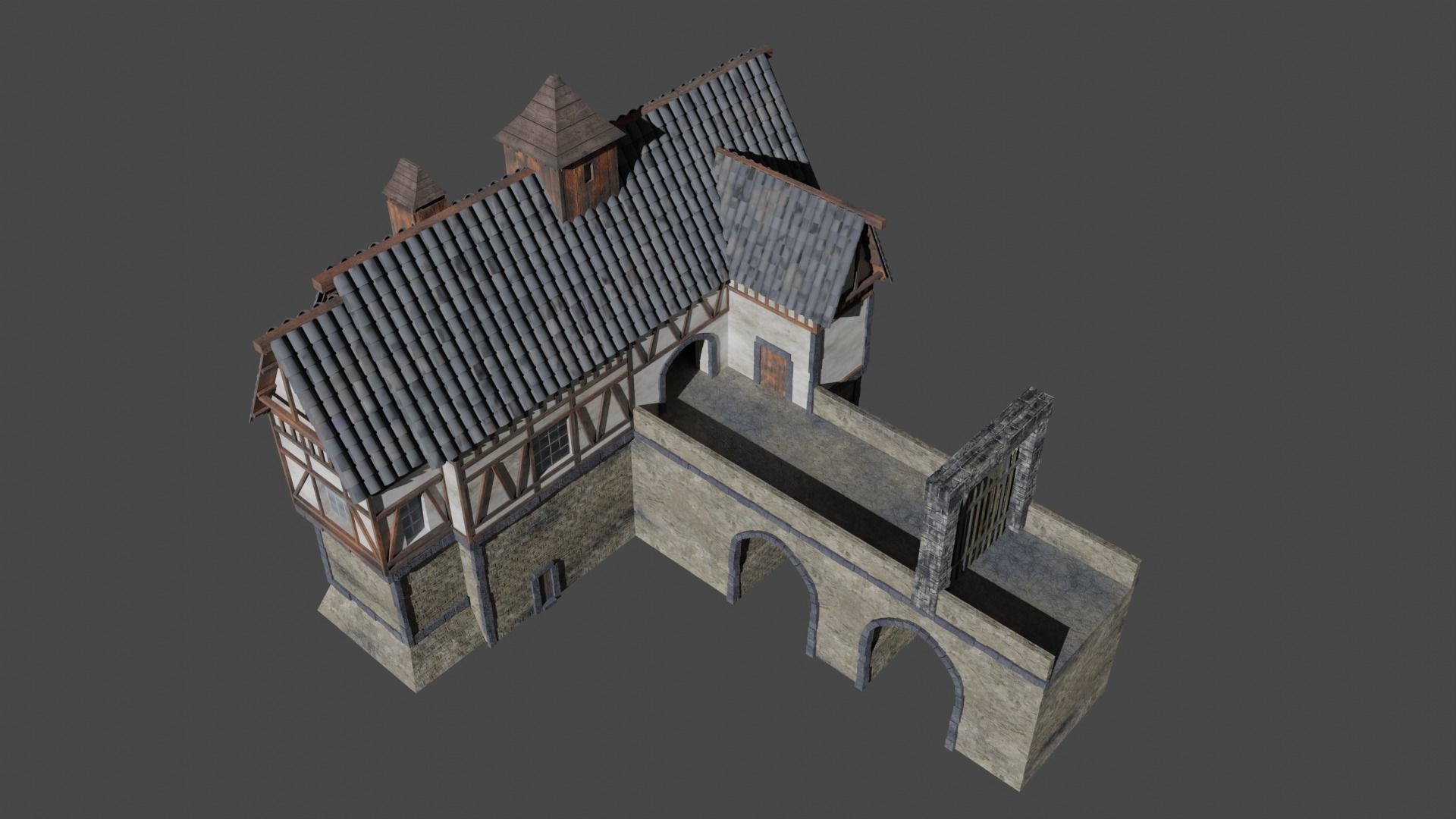 Medieval build 3D model rigged | CGTrader