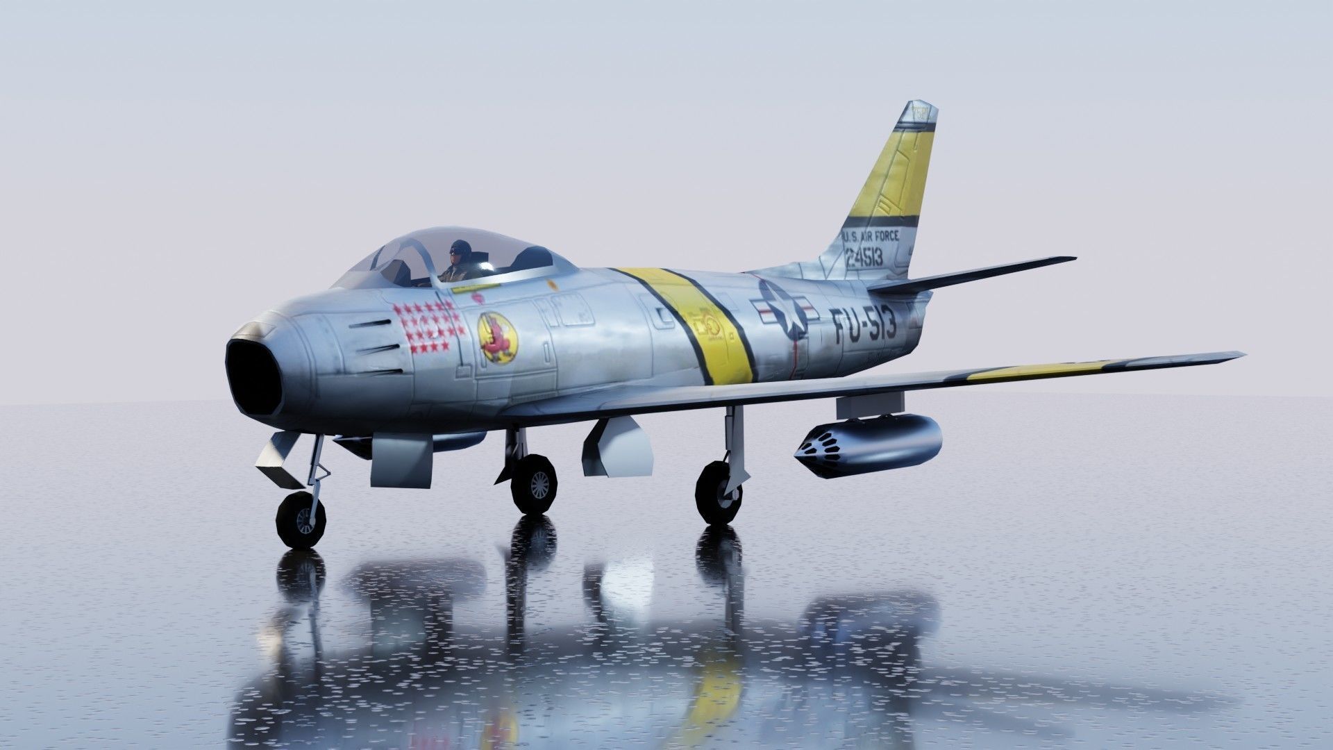 3D model North American F-86 Sabre VR / AR / low-poly | CGTrader