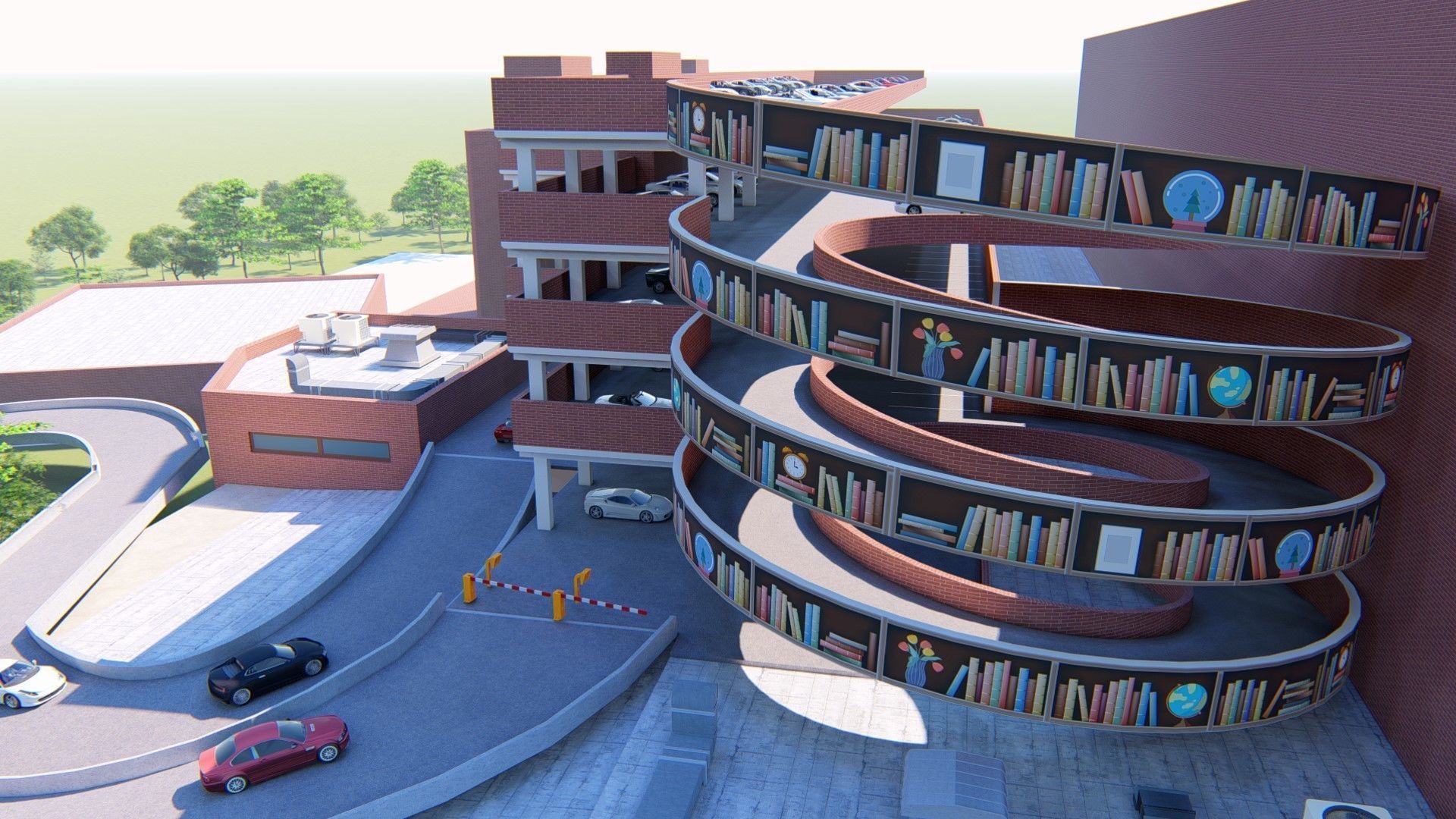Library parking lot 3D model | CGTrader