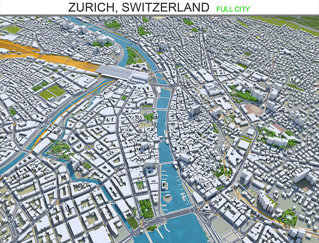 3D model Zurich City Switzerland VR / AR / low-poly | CGTrader