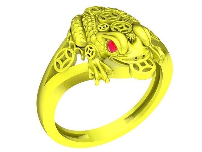 lucky diamond toad ring for women 4322 3D model 3D printable | CGTrader