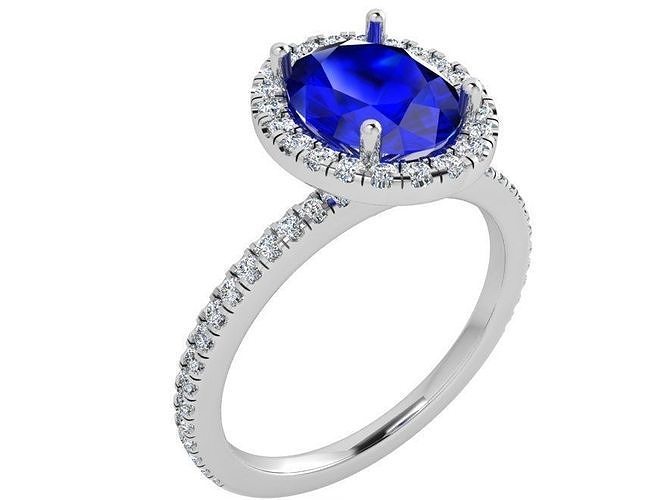 Nerrow round blue stone ring 3448 3D print model 3D model 3D printable ...